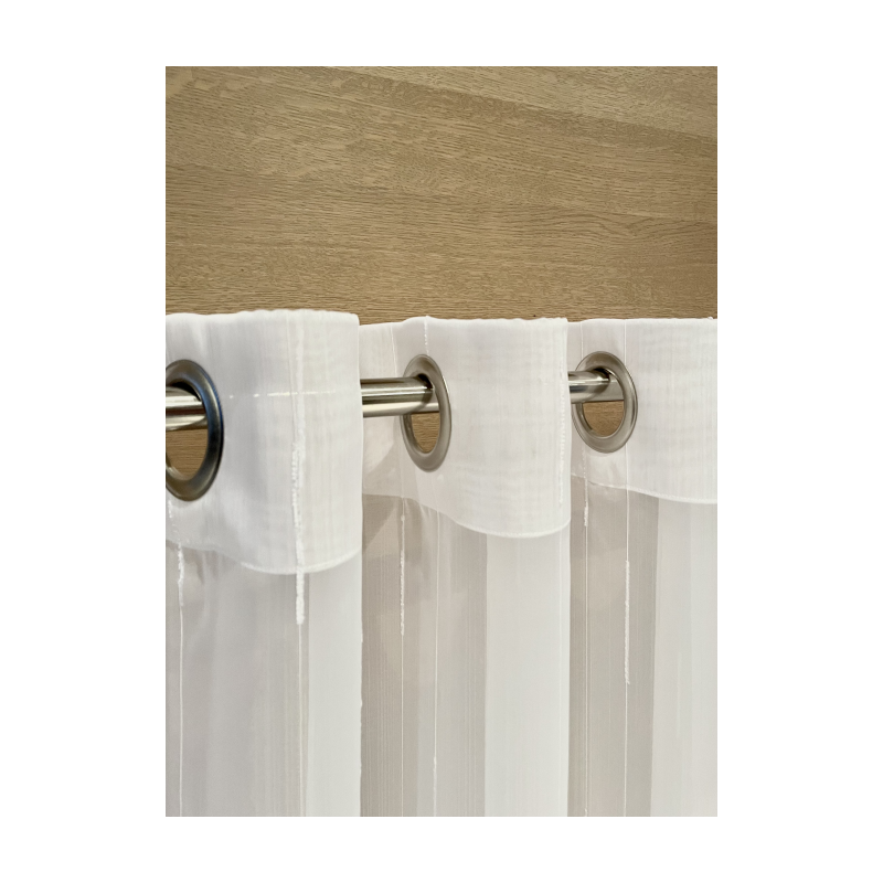 Fancy sheer curtain Milo- White sheer with lead band - RideauxVoilages